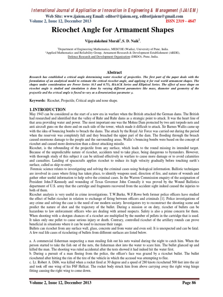 Ricochet Angle For Armament Shapes | PDF | Ellipse | Lift (Force)