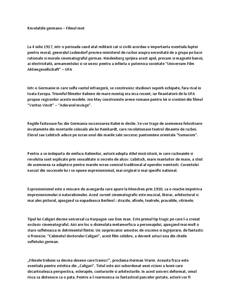 Expresionism German Filmul Mut | PDF