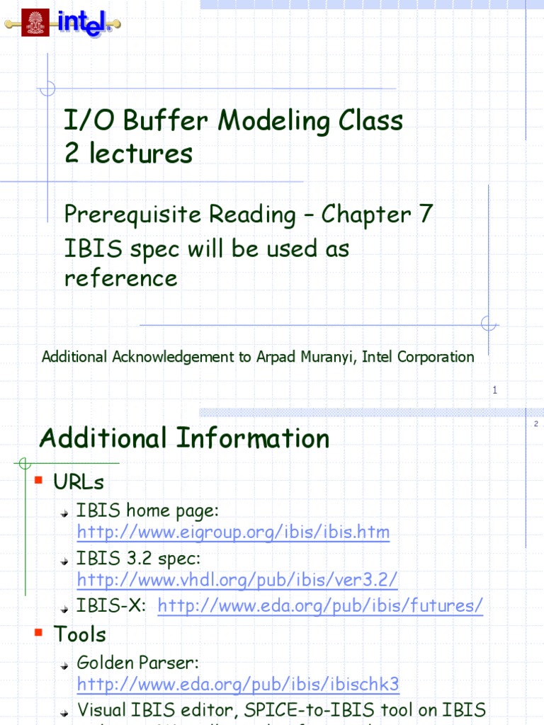 Class17 18 IBIS Io Buffer Class | PDF | Cmos | Transmission Line