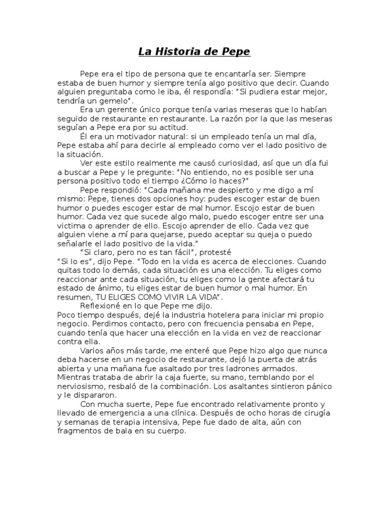 La Historia de Pepe | PDF | Humor | Ocio