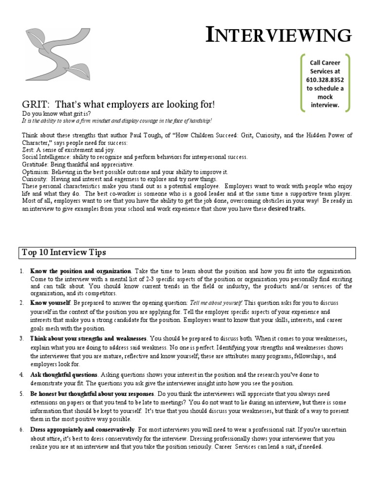 Nterviewing: GRIT: That's What Employers Are Looking For! | PDF ...