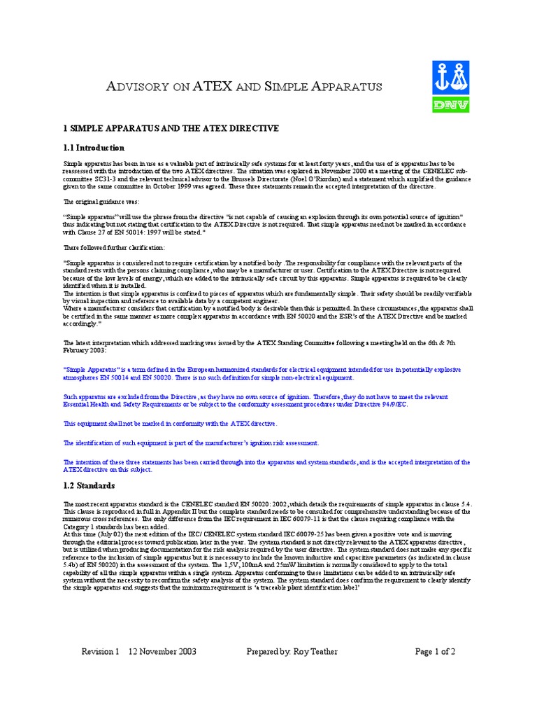 ATEX Guidelines for Simple Apparatus | PDF | Capacitor | Electricity