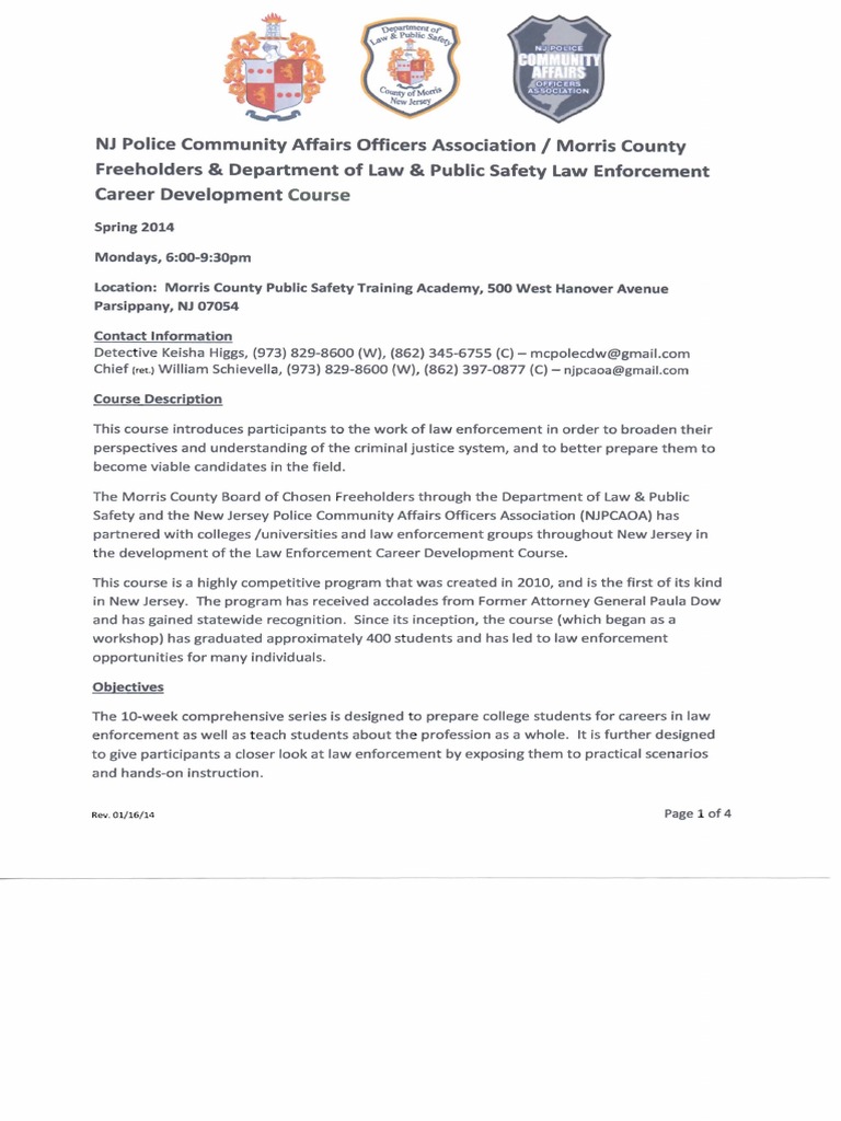 Spring 2014 Law Enforcement Career Development Workshop Course | PDF
