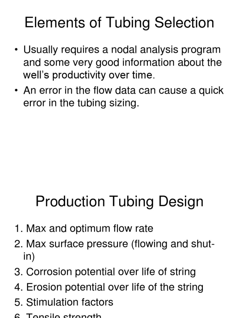 Tubing Selection | PDF | Pressure | Fluid Dynamics