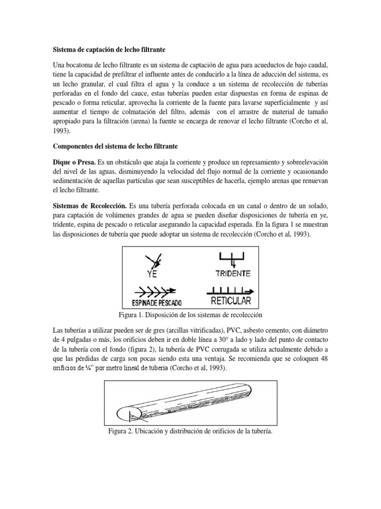 Sistema de Captación de Lecho Filtrante | PDF | Filtración | Agua