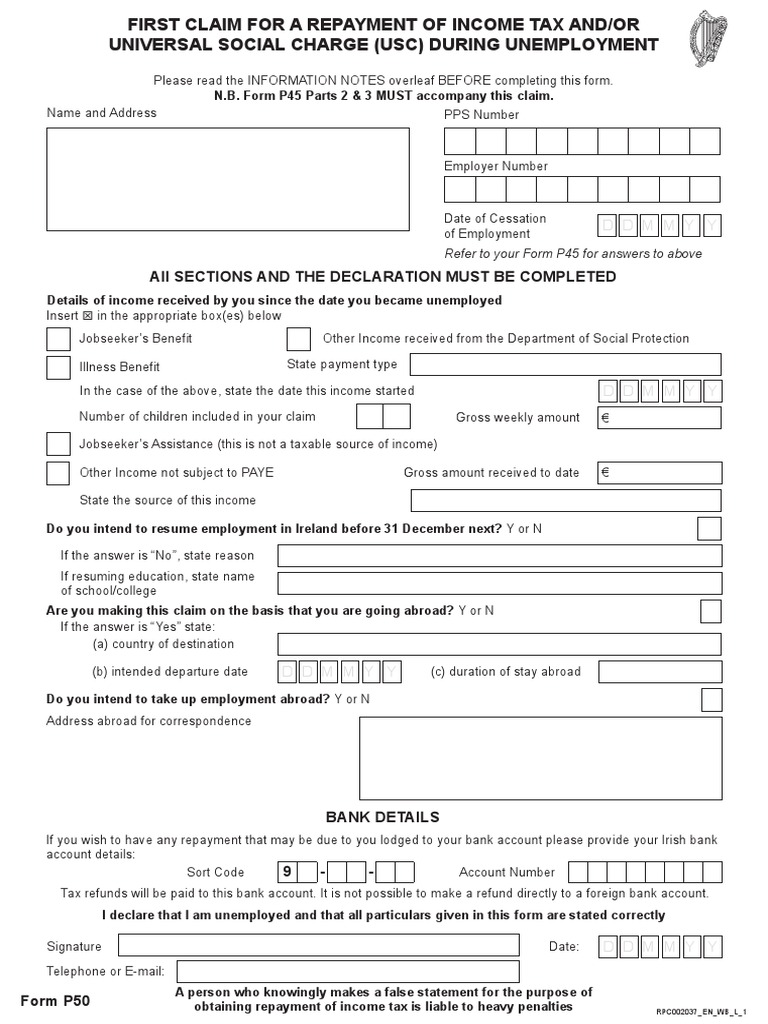 Form P50 Income Tax PDF | PDF | Tax Refund | Taxes