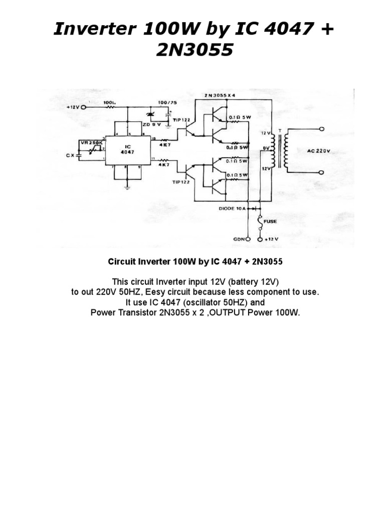 Inverter 100W by IC 4047 | PDF