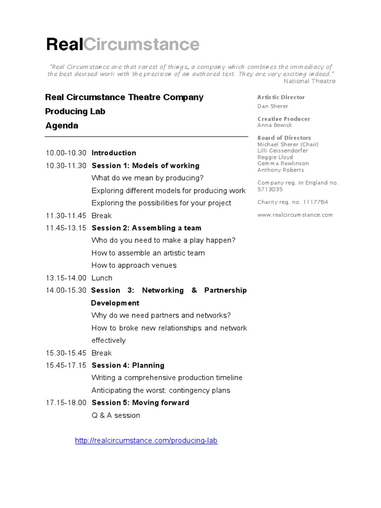 Theatre Production Workshop Guide | PDF