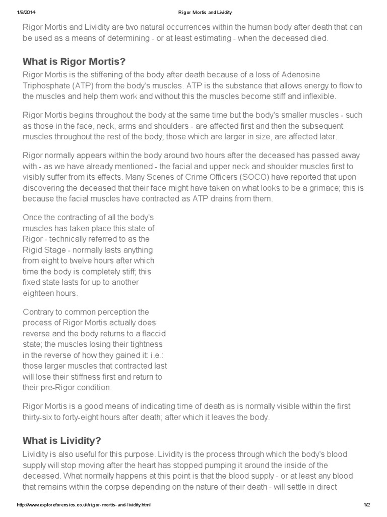 Rigor - Mortis - and - Lividity | Nature