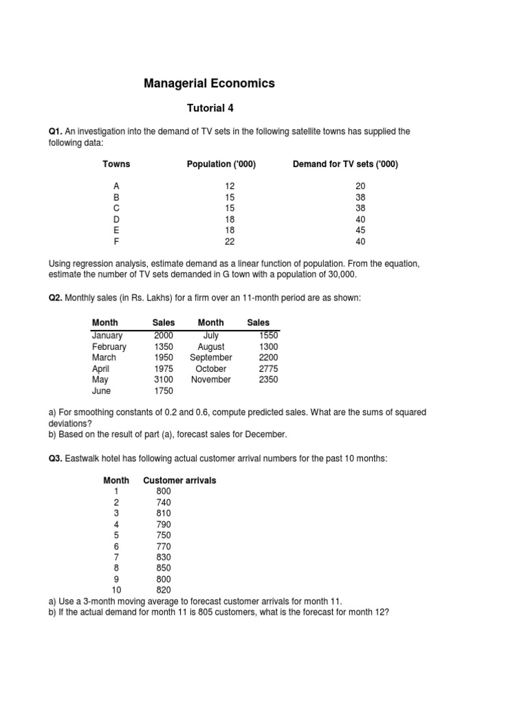 Managerial Economics: Tutorial 4 | PDF
