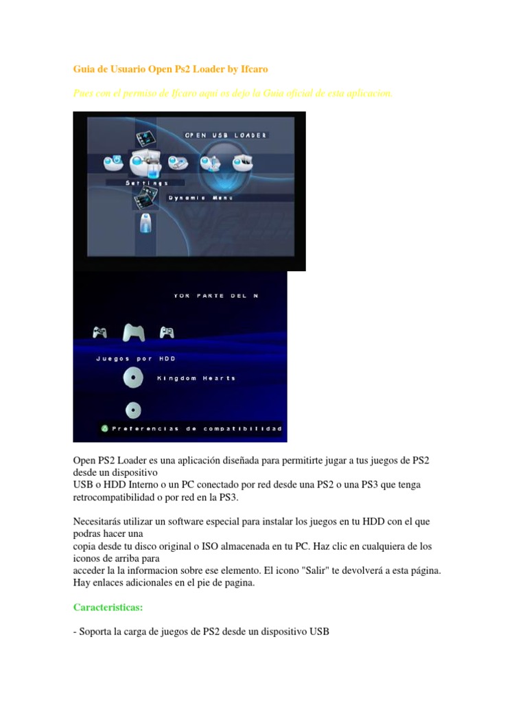 Guia de Usuario Open Ps2 Loader by Ifcaro | PDF | USB | Playstation 3