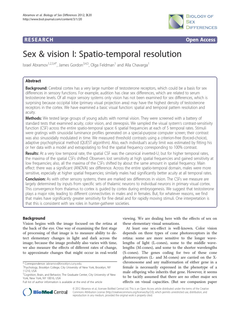Sex And Vision I Spatio Temporal Resolution Research Open Access Pdf Contrast Vision