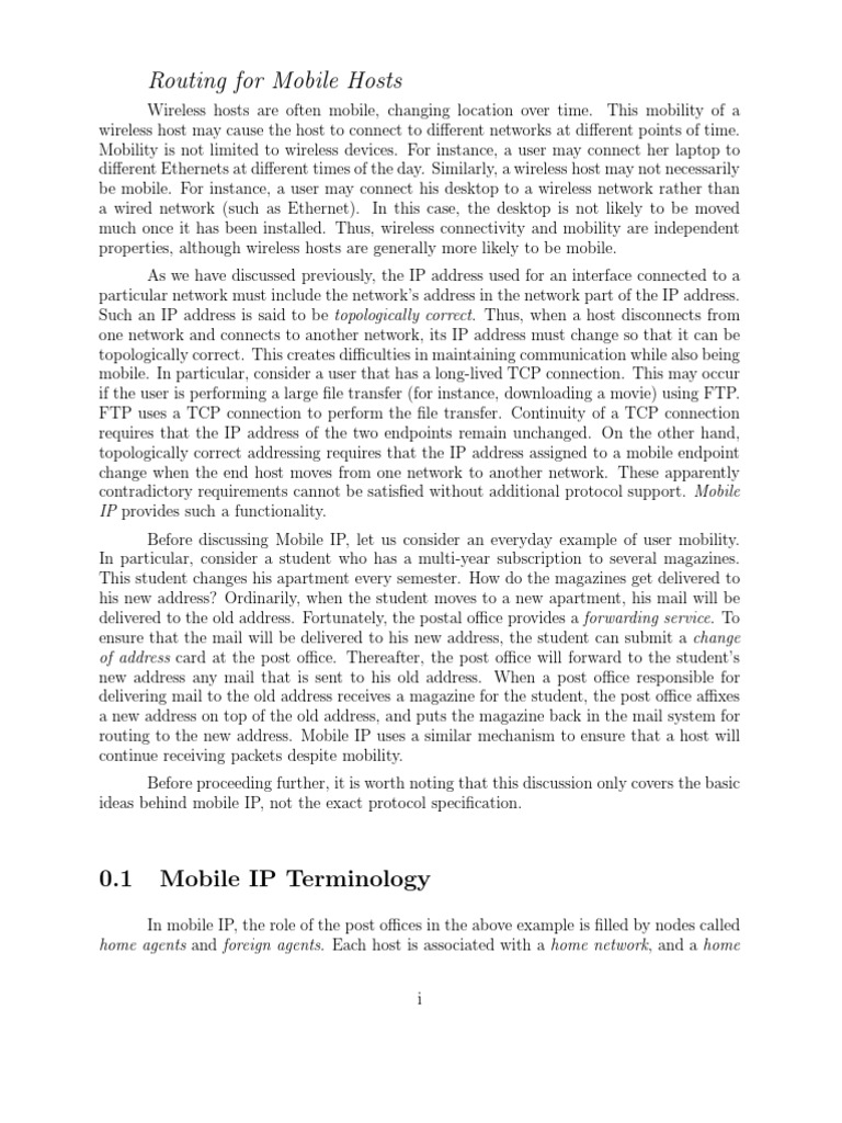 Routing For Mobile Hosts | PDF | Computer Network | Ip Address