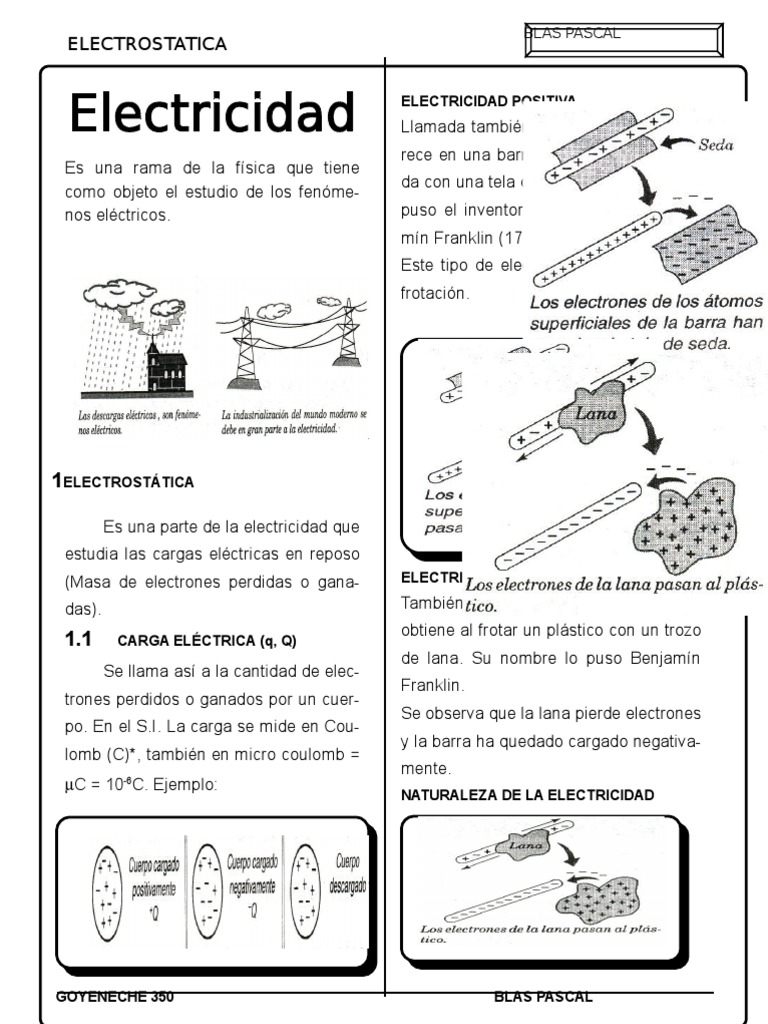 ELECTROSTATICA | PDF | Electrostática | Carga eléctrica