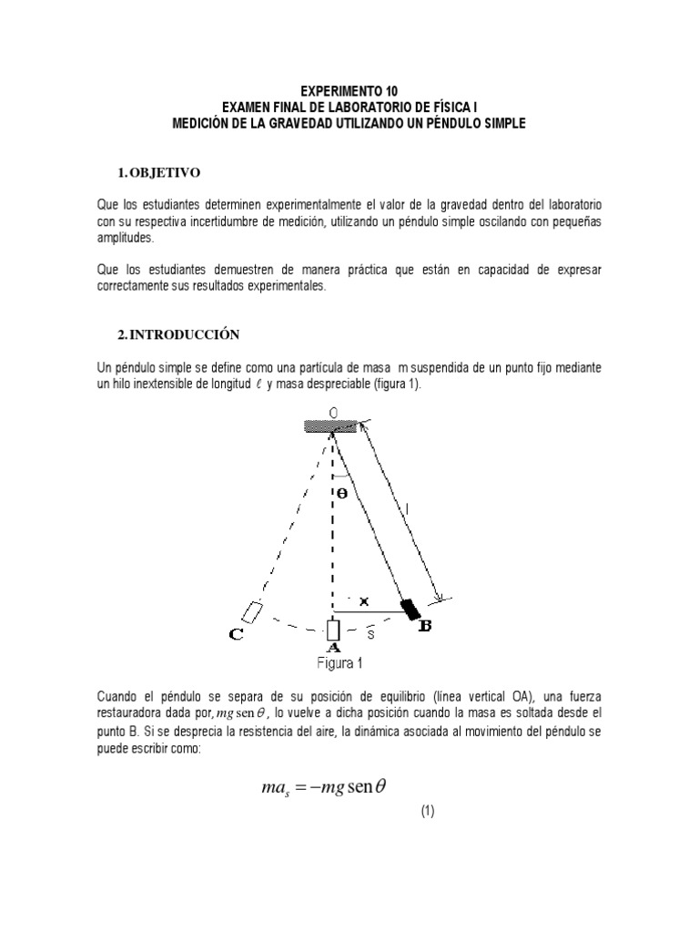Medición de la gravedad local mediante un péndulo simple: análisis de datos y cálculo de la ...