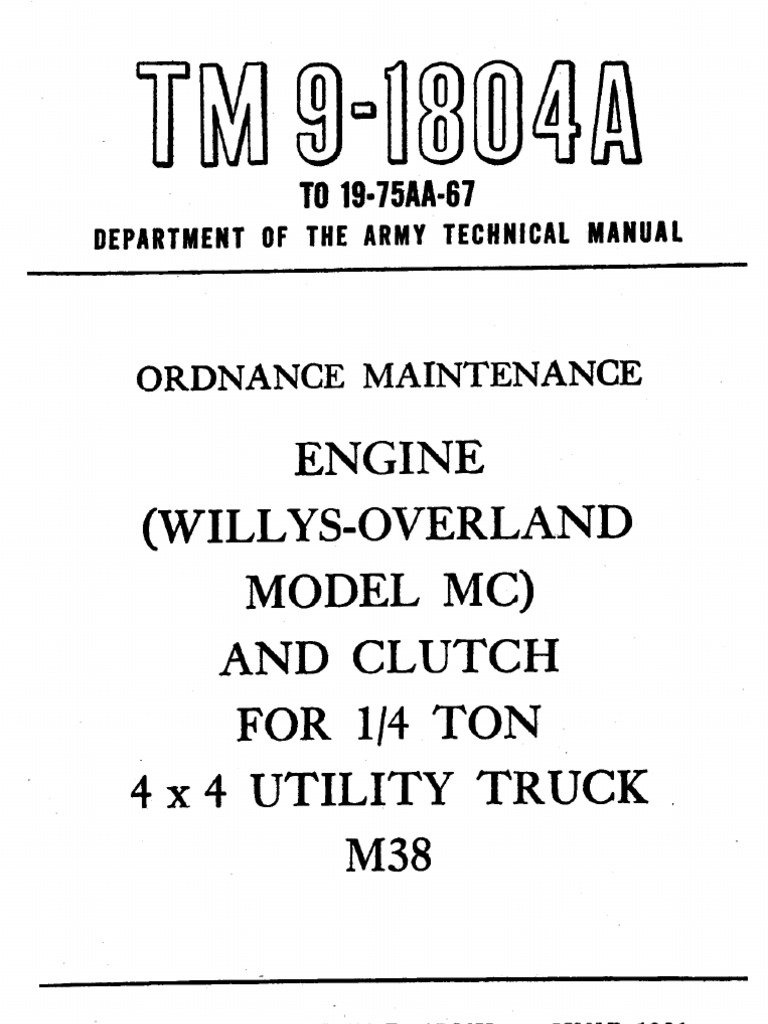 (1951) Technical Manual TM 9-1804A Engine Willys L-134 | PDF | Throttle ...