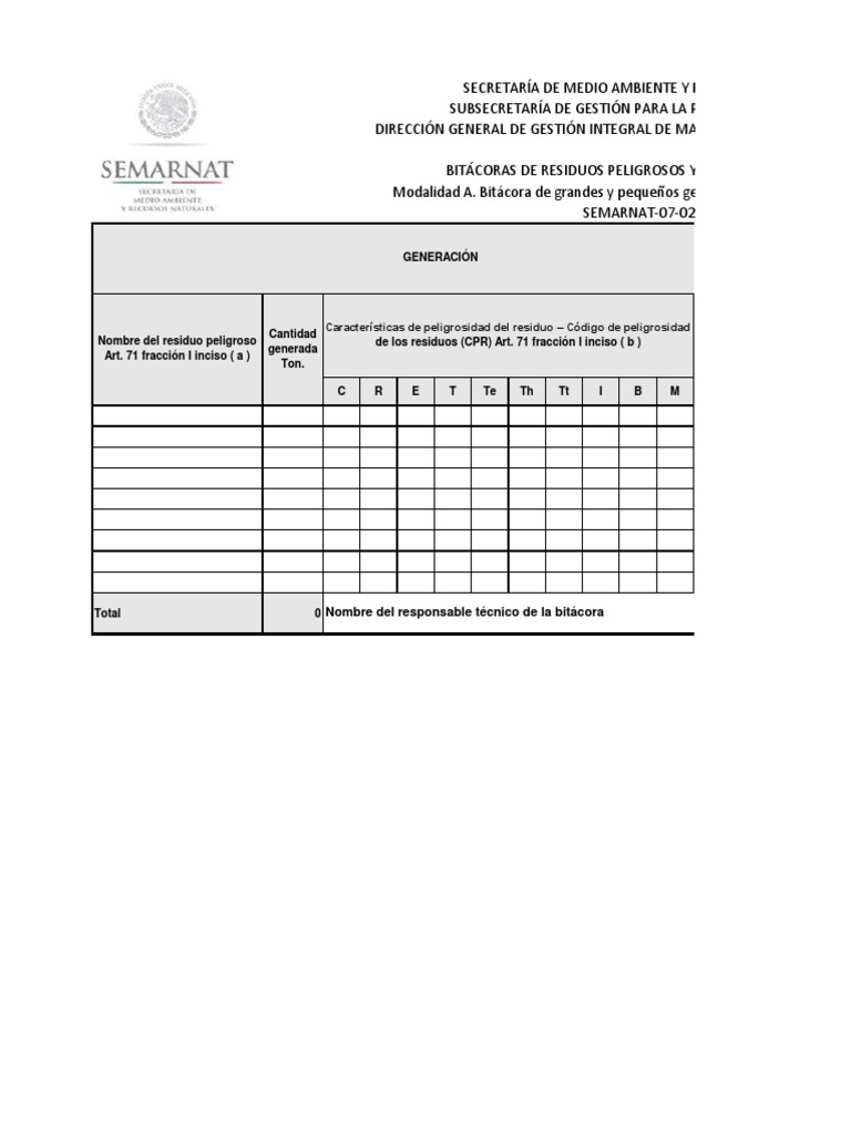 Bitacora Semarnat RP 07-027a | PDF