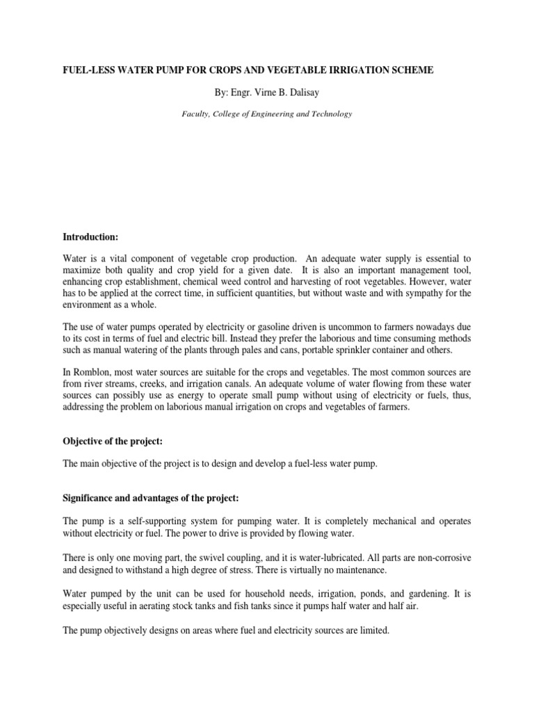 Energy Saving Water Pump Pdf Irrigation Pump