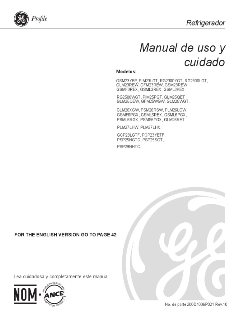 Manual Instalacion Ref GE Mod GSML3REXAFGB | PDF | Refrigerador ...