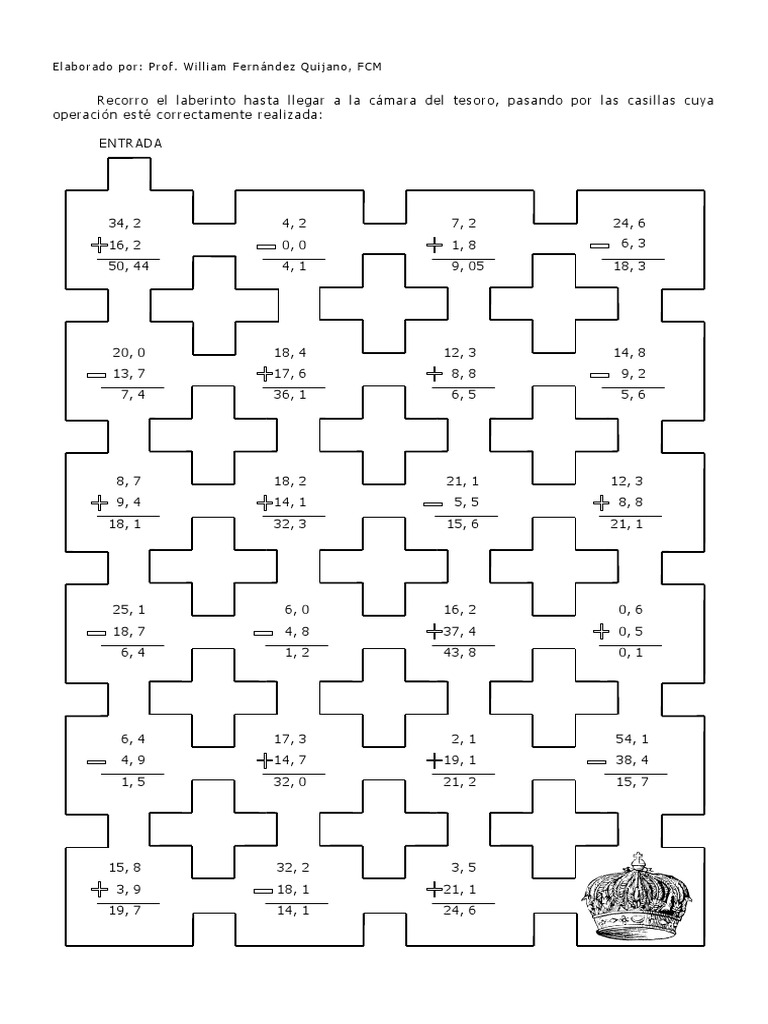 Laberinto Suma Decimales v2 | PDF
