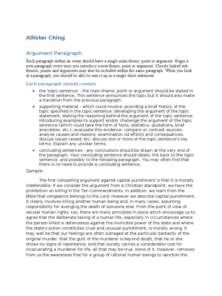 Structure of Argumentative Paragraphs | PDF | Argument | Punishments