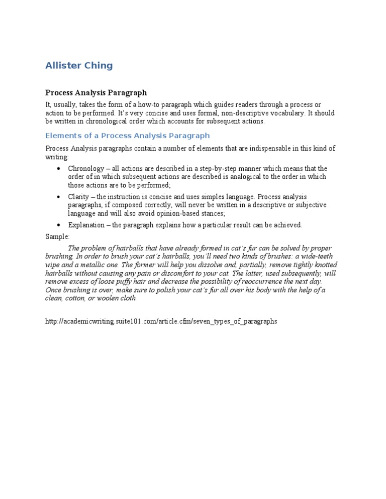 Process Analysis Paragraph | PDF