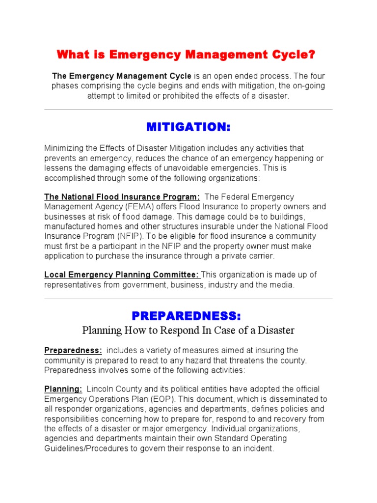 What Is Emergency Management Cycle | PDF | Emergency Management | Emergency
