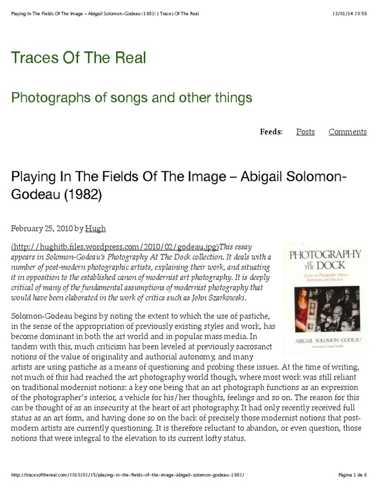 Playing in The Fields of The Image - Abigail Solomon-Godeau (1982 ...