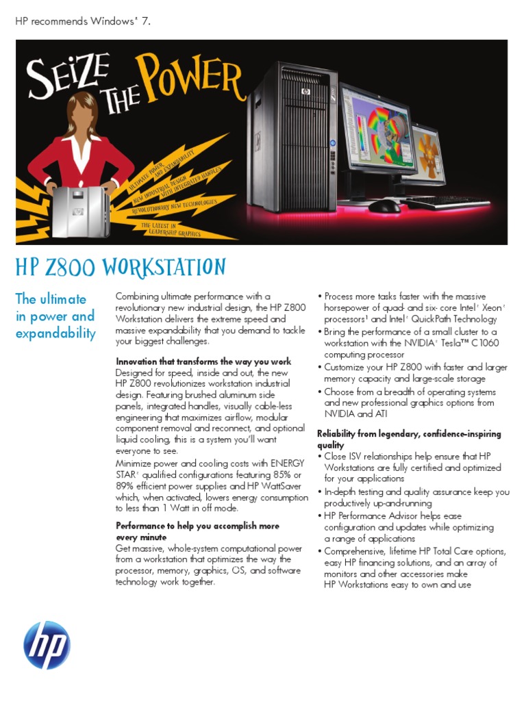 HP z800 Workstation Datasheet (2011.03-Mar) | PDF | Intel | Operating ...
