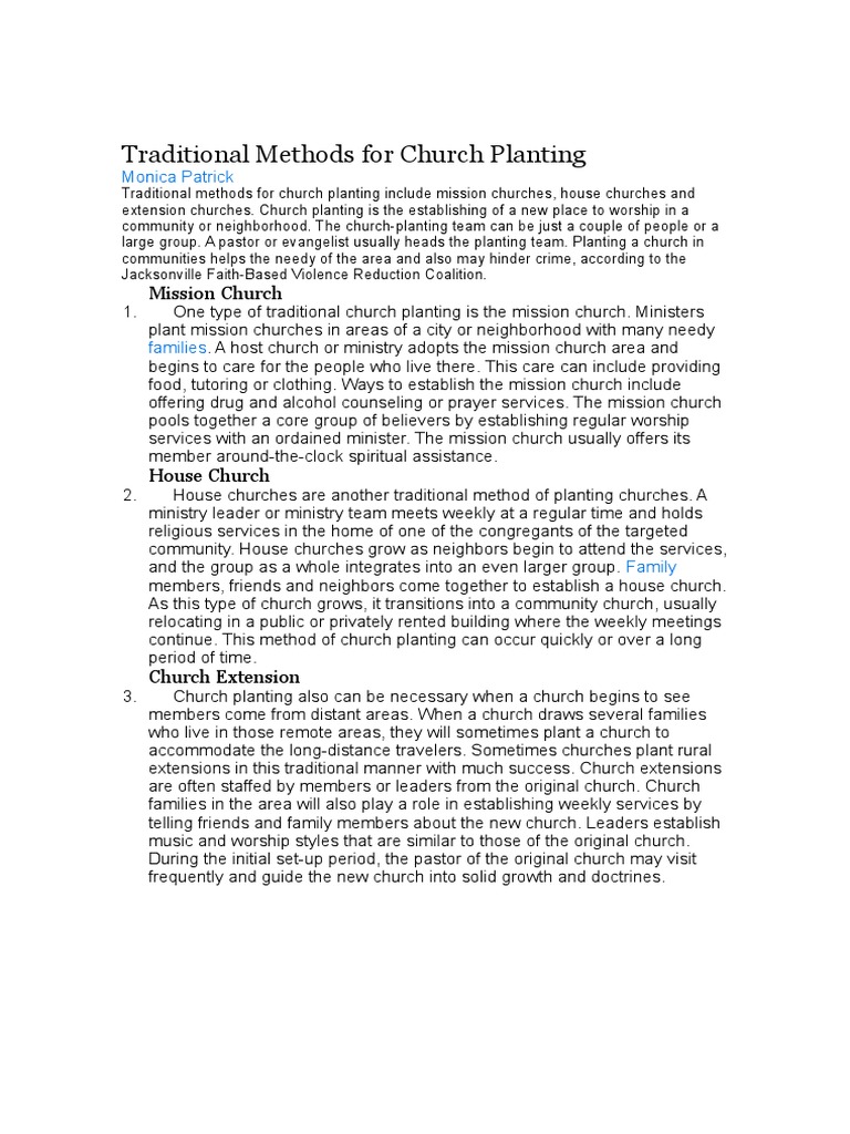 Traditional Methods For Church Planting 1 Egnlish | PDF | House Church ...