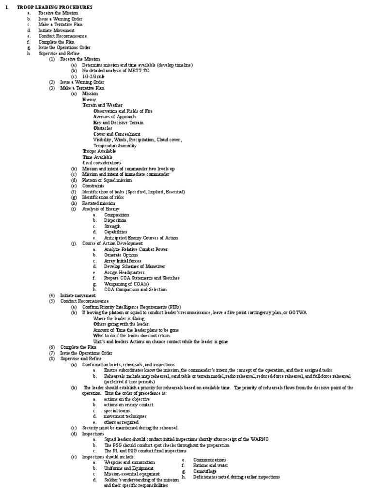 Troop Leading Procedures | PDF