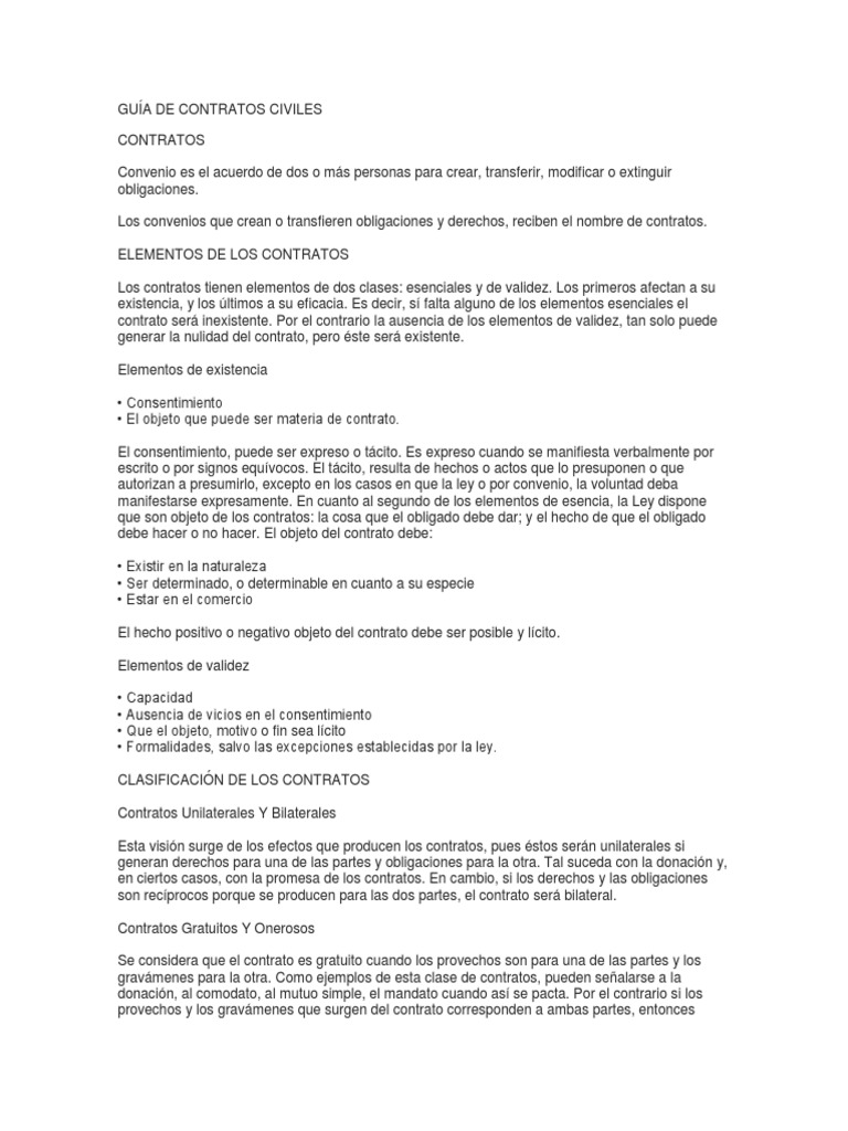 Guía de Contratos Civiles | PDF | Pagos | Derecho civil (sistema legal)