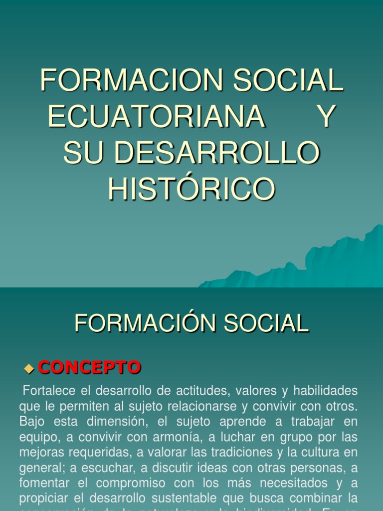 Formacion Social Ecuatoriana y Su Desarrollo Histórico | Sociedad ...