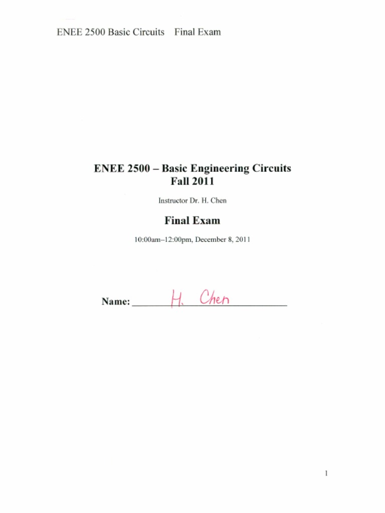 Basic Electric Circuits Final Exam | PDF | Language Arts & Discipline ...