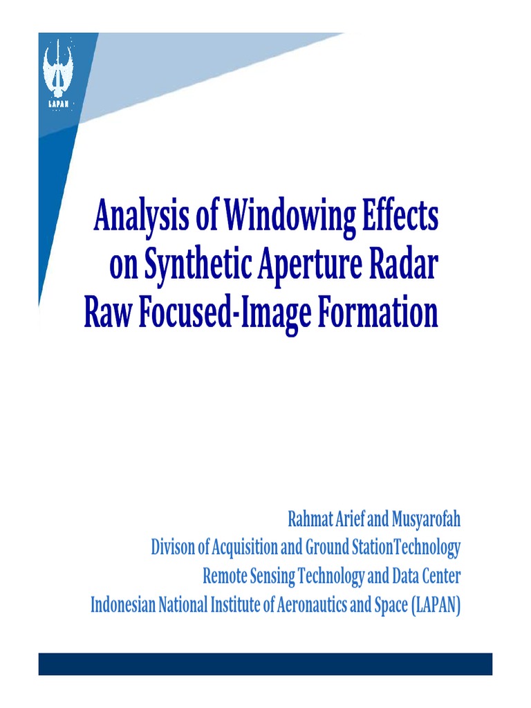 Windowing Effect On SAR Image Formation | Download Free PDF ...