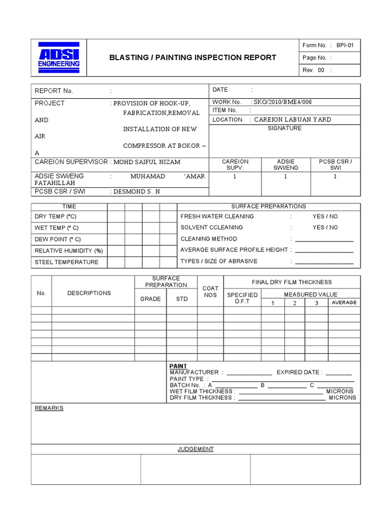 Blasting Painting Inspection | PDF | Nature