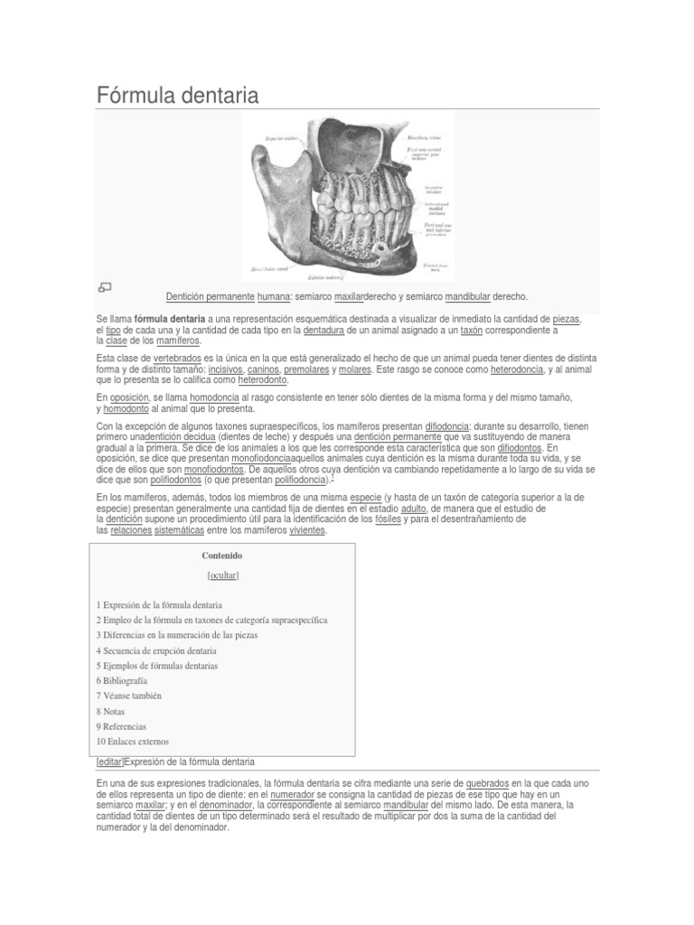 Fórmula dentaria | Anatomia dental | Diente