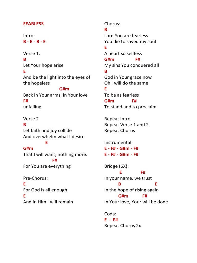 Fearless - CFC - Liveloud | Song Structure | Christian Belief And Doctrine
