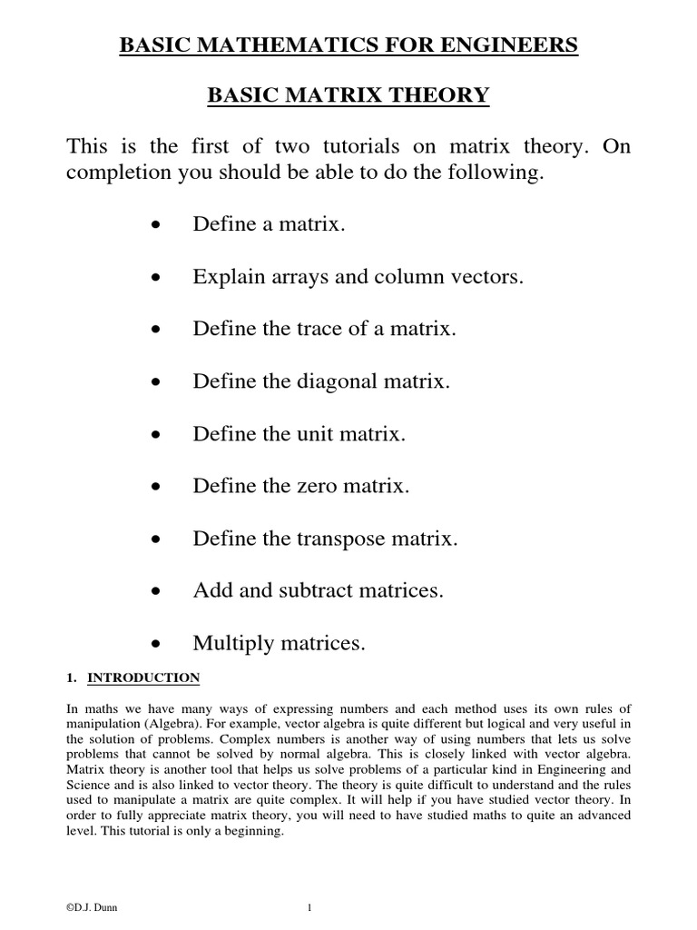 Matrix 1 | PDF | Matrix (Mathematics) | Theoretical Physics
