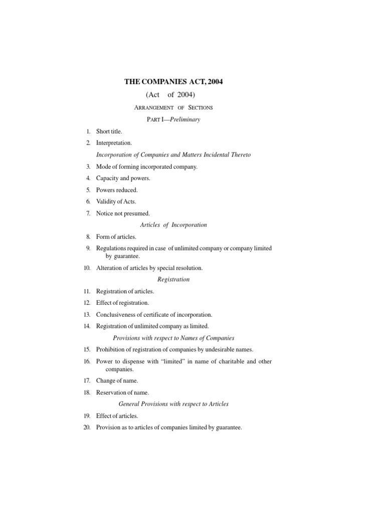 Companies Act 2004 v1 | PDF