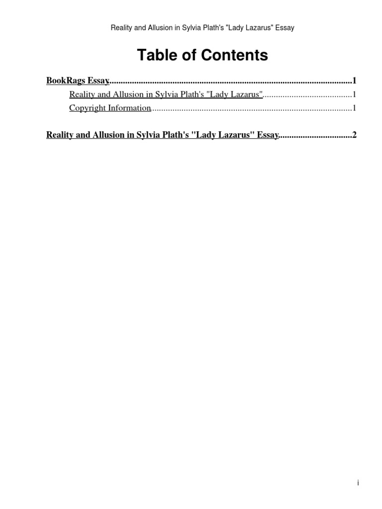 Lady Lazarus - Analysis | PDF | Sylvia Plath | Poetry