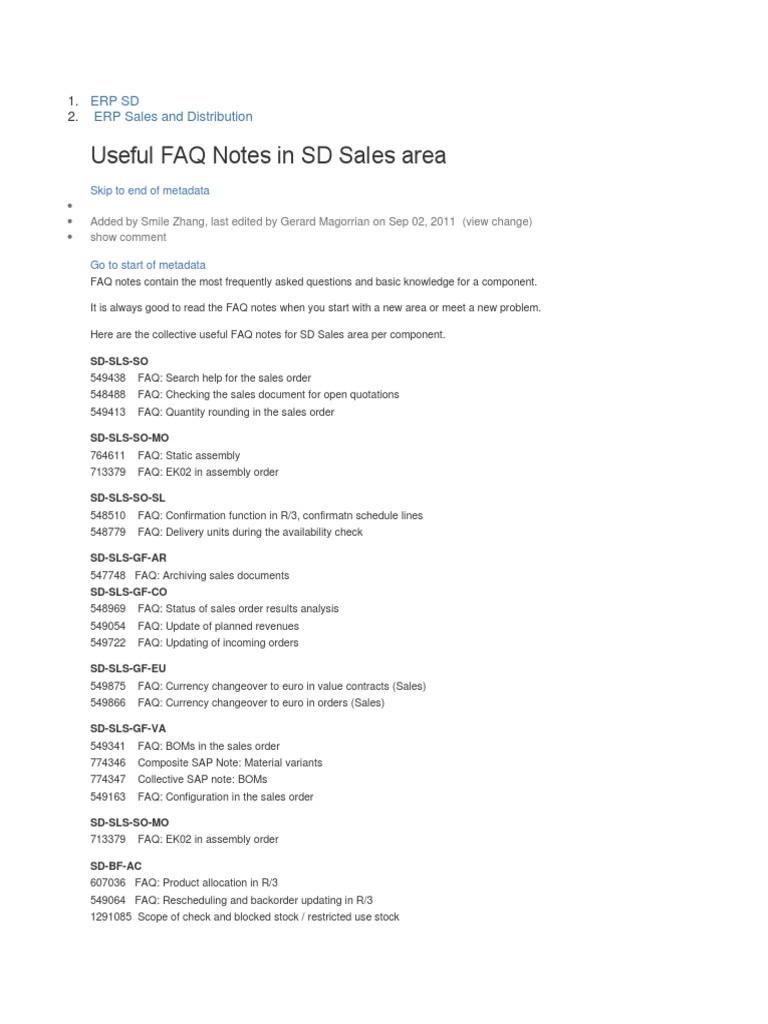 Usefull Sap SD Note | PDF | Electronic Data Interchange | Faq