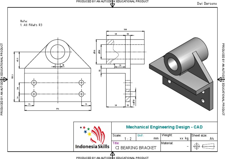 CI Bearing Bracket CAD Drawing | PDF | Art