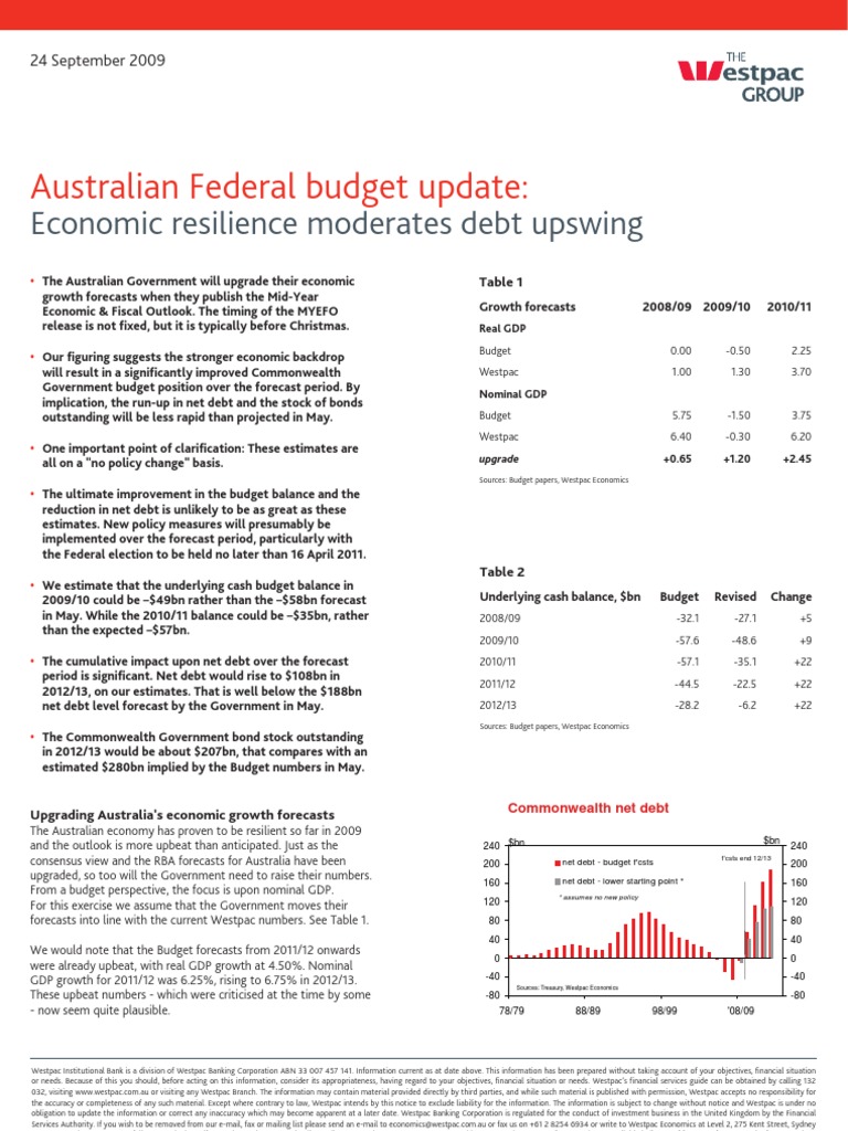 Westpac Budget Update | PDF | Government Budget Balance | United States ...