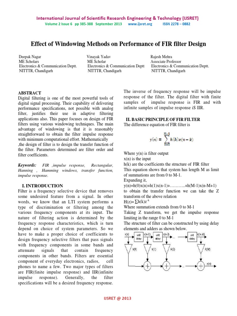 FIR Filter Design Using Windowing Methods | PDF | Digital Signal ...