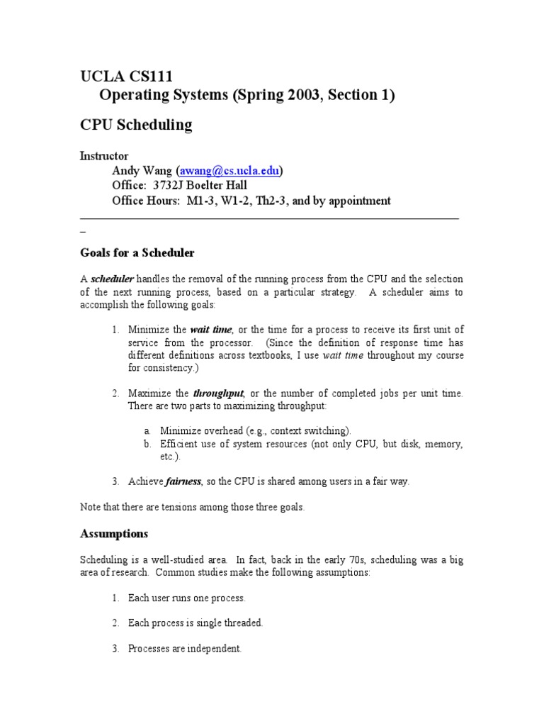 CPU Scheduling Strategies Overview | PDF