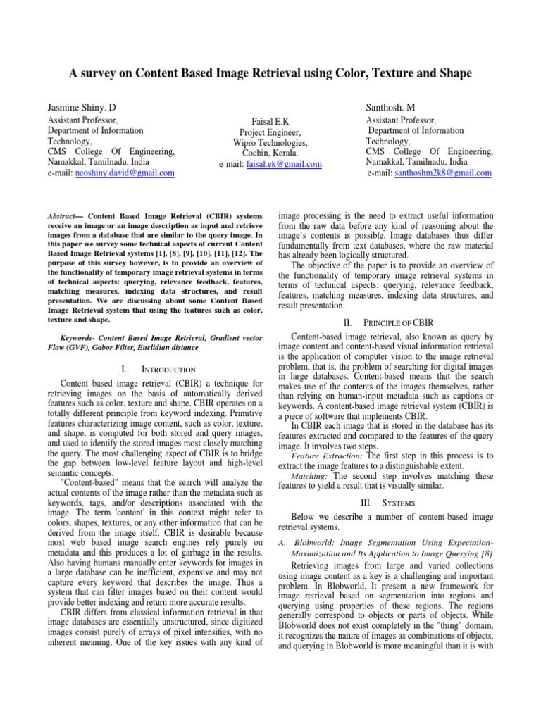 Content Based Image Retrieval | PDF | Image Segmentation | Computer Vision