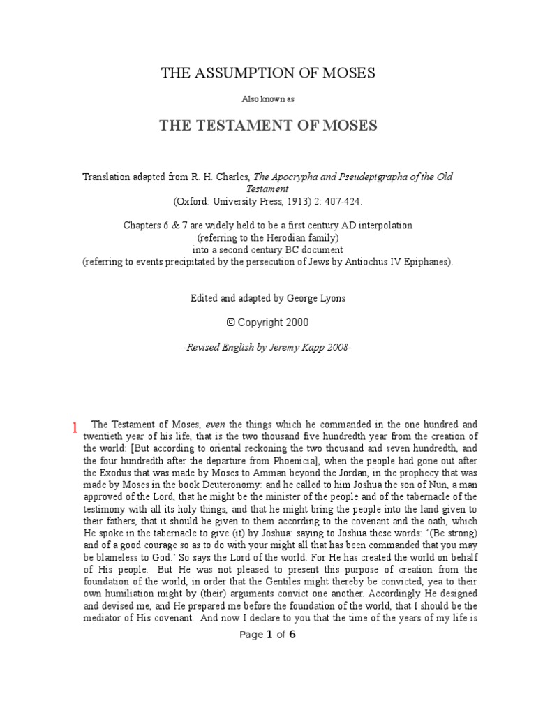 The Assumption of Moses (Revised English) | PDF | Covenant (Biblical ...