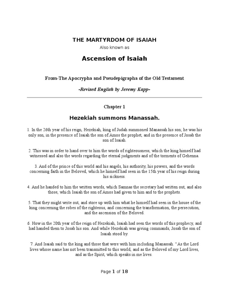 The Martyrdom of Isaiah (Revised English) | PDF | Isaiah | Heaven