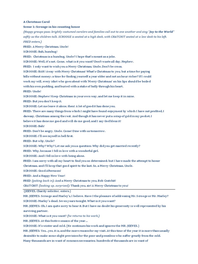 A Christmas Carol (Sample Script and Scene Divisions) | PDF | Ebenezer ...